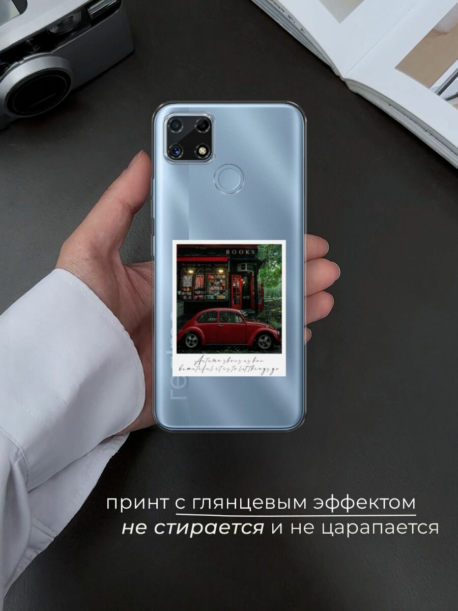 Чехол на Realme C25/C25s / Реалми С25/C25s с принтом Осенний палароид красный — фото 1
