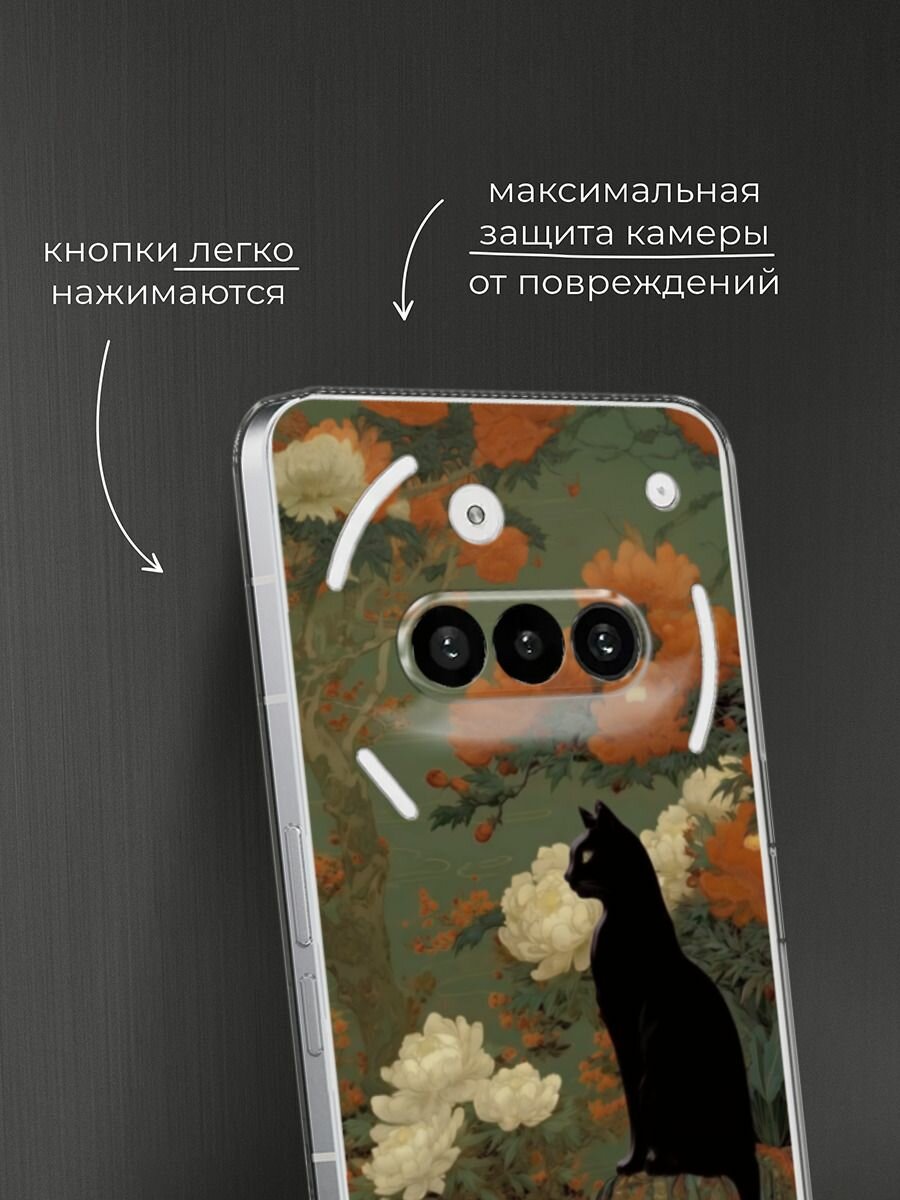 Чехол на Nothing Phone 3a / Нотинг Фон 3а с принтом Black cat — фото 1