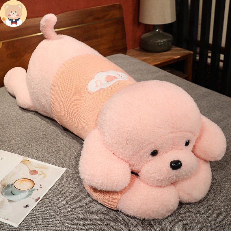 Розовый вязаный щенок плюшевая игрушка 160 см большого размера для девочек, милый подушка для обнимания, мягкая игрушка