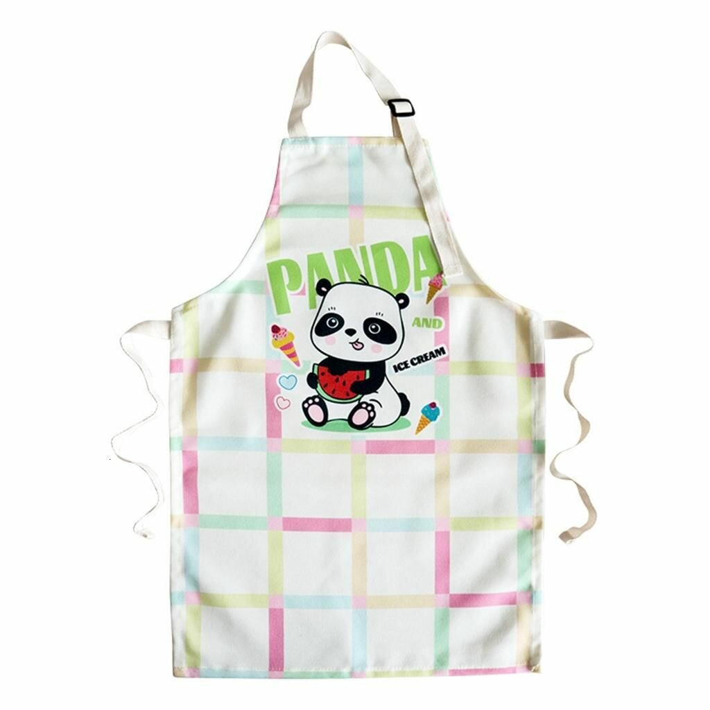 Lovely Panda Фартук легкий водонепроницаемый для маленьких шеф-поваров 3-8 лет, - Цветная клетчатая панда st