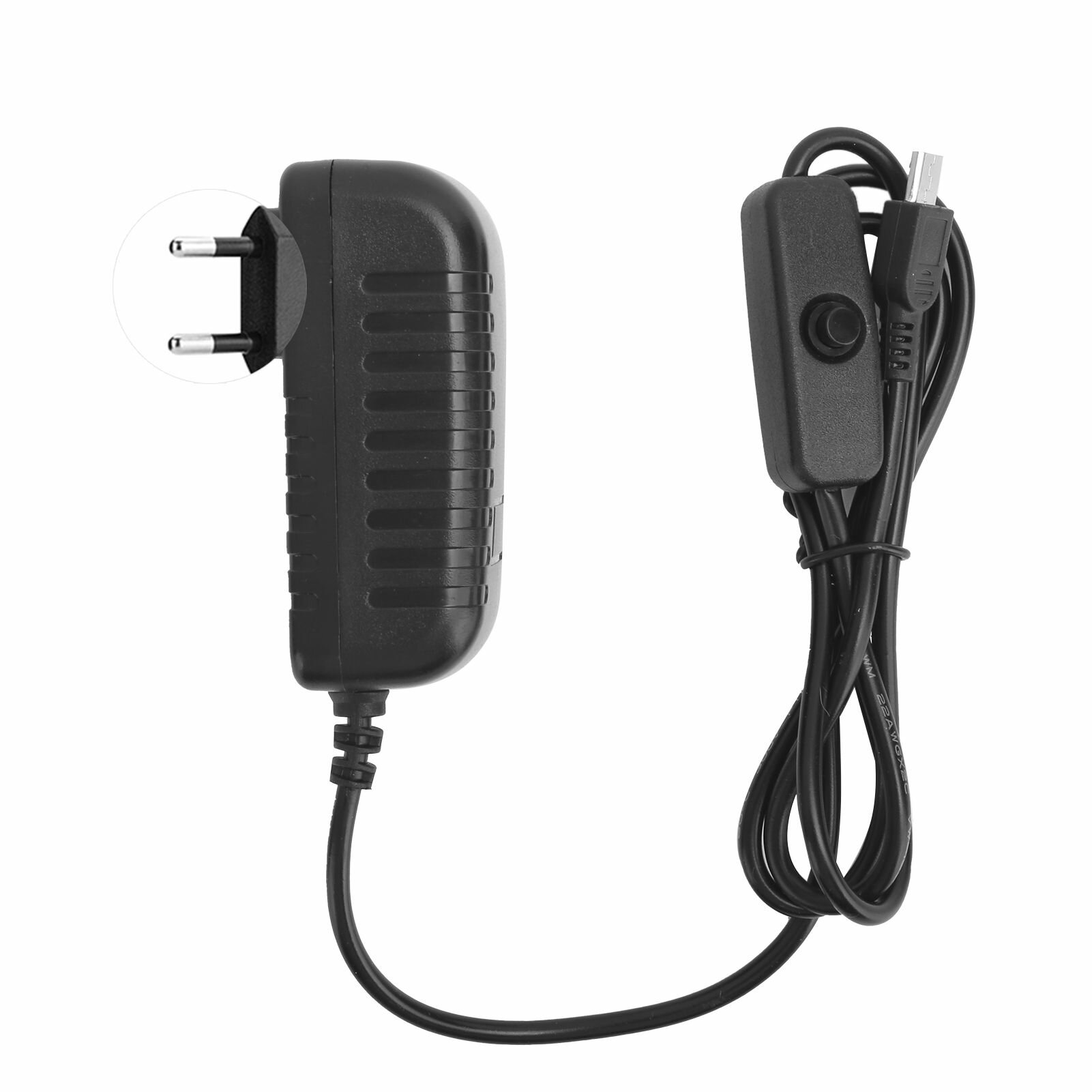 Блок питания 5 В 3 А для Raspberry Pi с кнопкой включения, встроенный адаптер Micro USB, совместим с вилкой европейского стандарта 100-240 В.