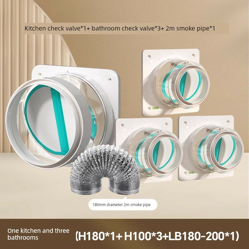 Универсальный обратный клапан для кухни и трех ванных комнат с 2-метровой вентиляционной трубой