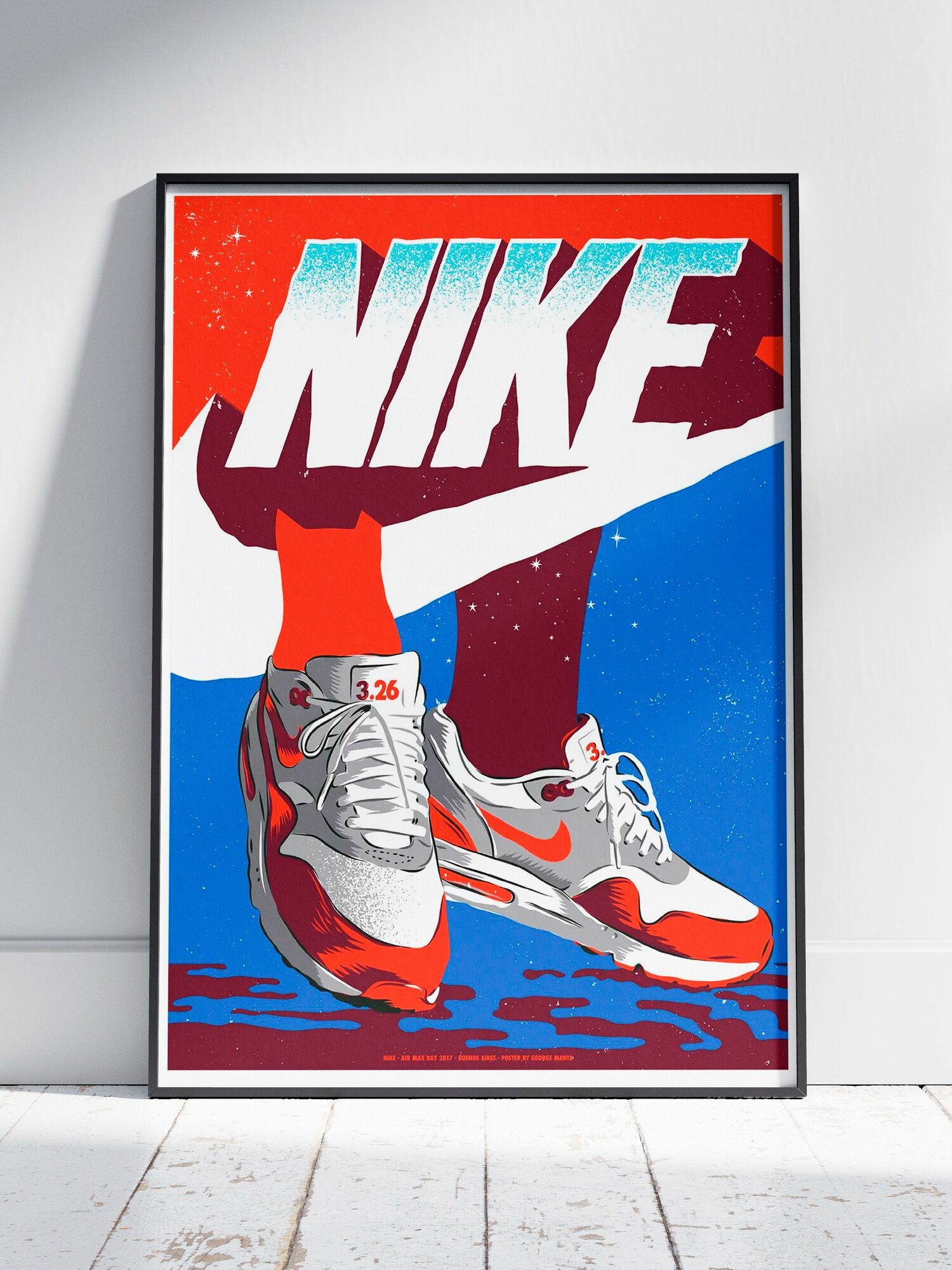 Плакат на стену для интерьера Знаковые Баскетбольные Кроссовки (Nike Air 3) - Постер по легендарной обуви формата A4 (21x30 см)