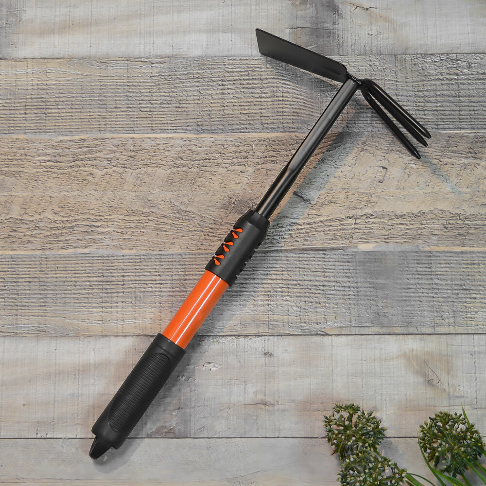 Мотыжка-рыхлитель садовая 36,8x6,5x18,5 см, металлическая, 2-в-1 для прополки и рыхления