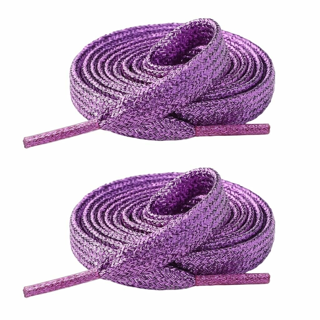 Плоский шнурок из полиэстера ослепительного цвета-светло-фиолетовый-110 см