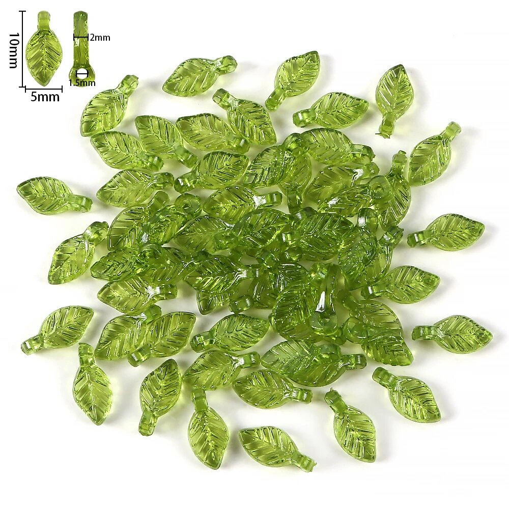 Акриловые бусины в форме листа 100 шт Зеленый, 04