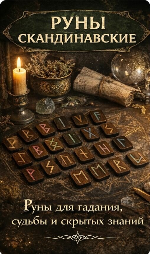 Руны скандинавские, деревянные,25 шт,