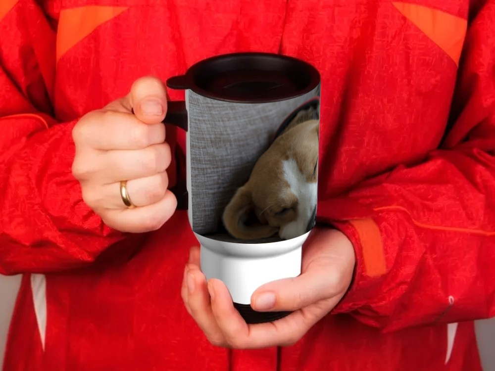 Тремокружка для авто с принтом "Гончая, собака, щенок" 0.5 л.