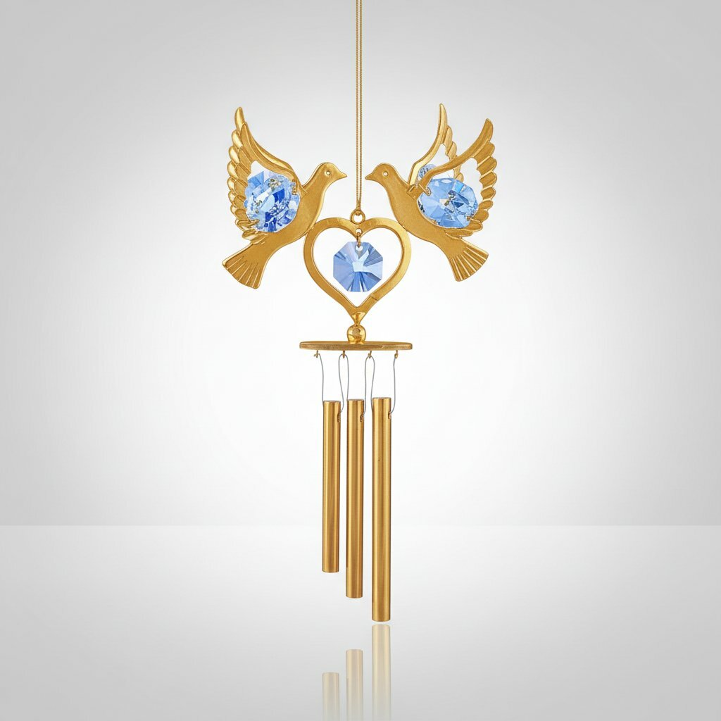 Поющий ветерок Сердечко с голубями AR-3673 Crystal Temptations США Металл, кристалл