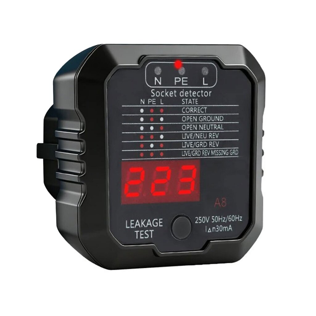 Прибор для тестирования розетки электрофазы европейского стандарта для точного подтверждения направления тока с индикаторами СИД