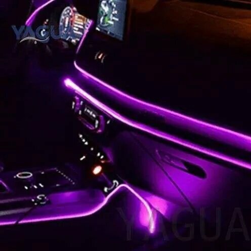 Неоновая лента для авто, 5 м в 12В, фиолетовый, светодиодная подсветка в салон автомобиля, гибкий неон в машину YAGUA