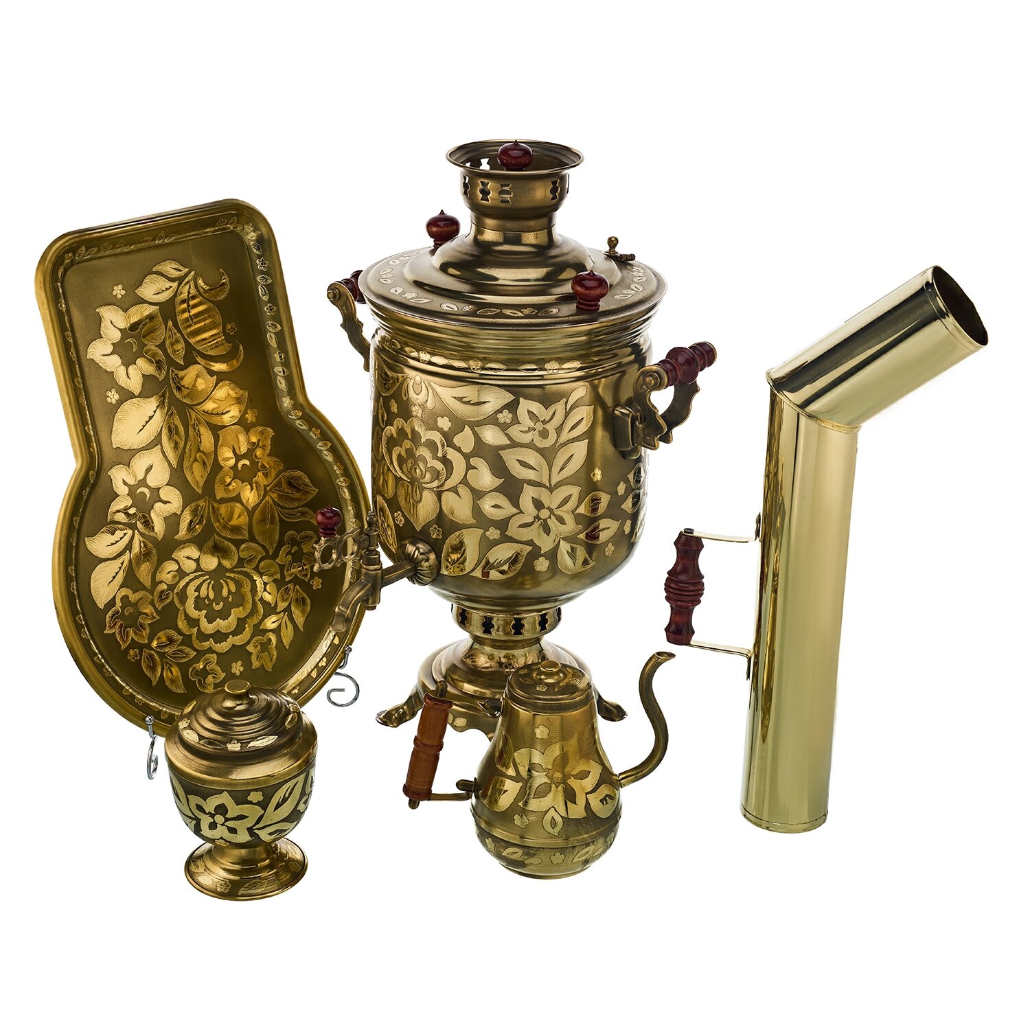 Самовар комбинированный 7 л с гравировкой "Цветочек"