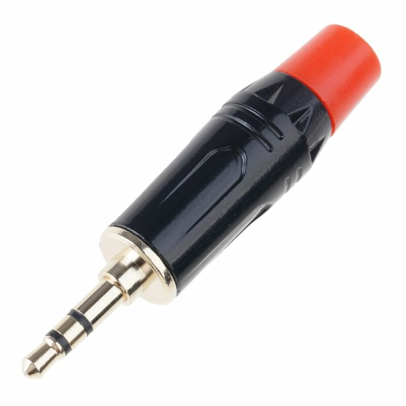 (1 шт.) Позолоченный аудиоразъем 3.5 мм "папа" - красный