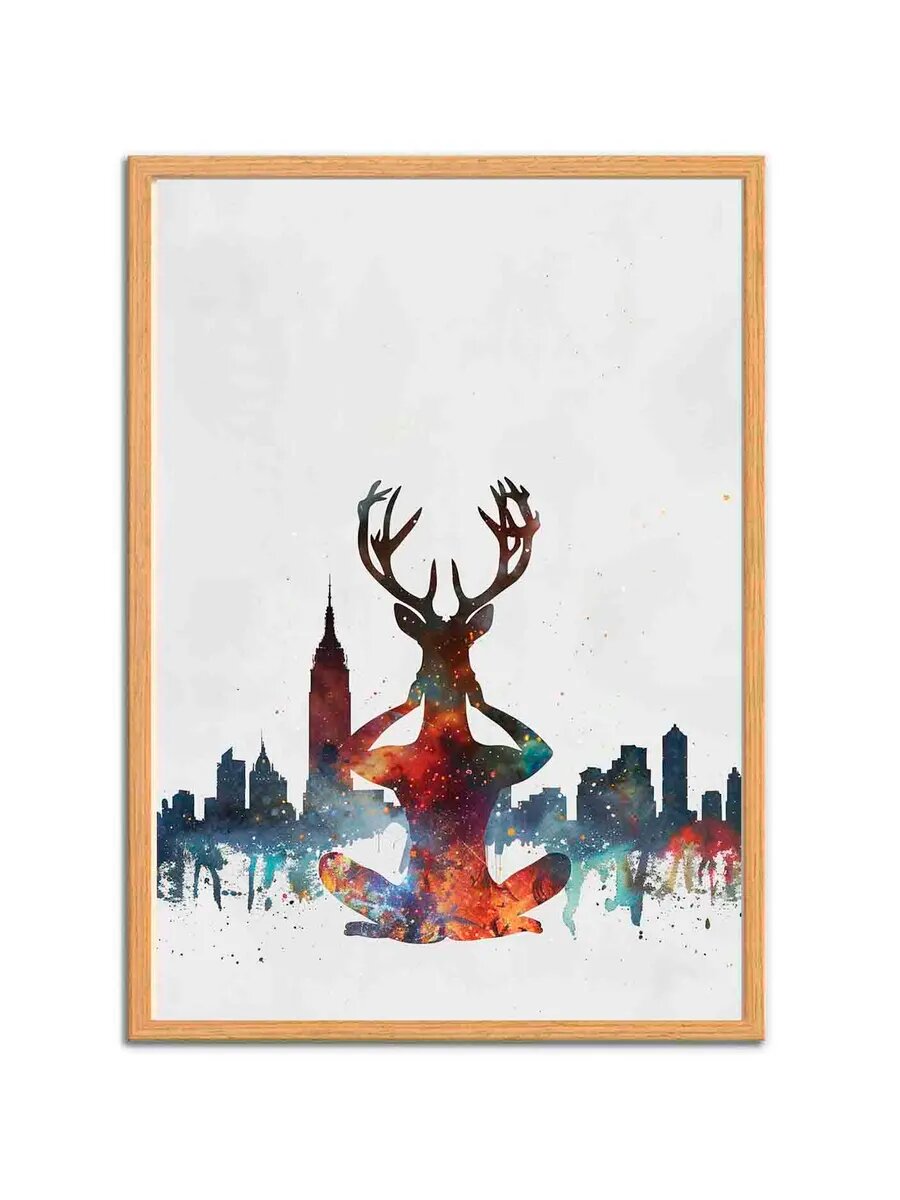 Северный олень Йога 5, Плакат 30x42см