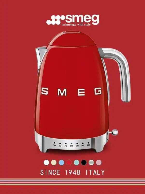 SMEG KLF04 Электрический чайник с регулируемой температурой, красный-YL