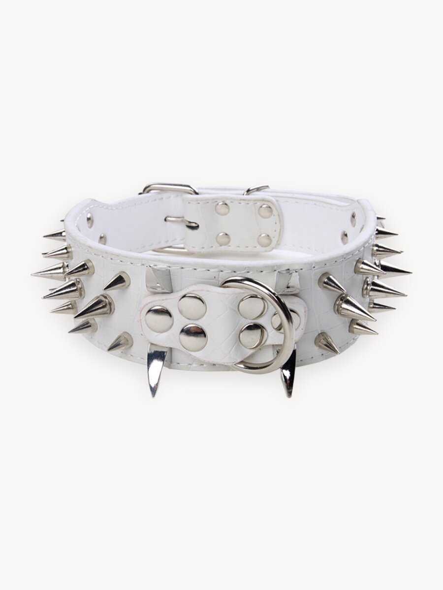 Ошейник с шипами для собак крупных и средних пород, белый, размер M