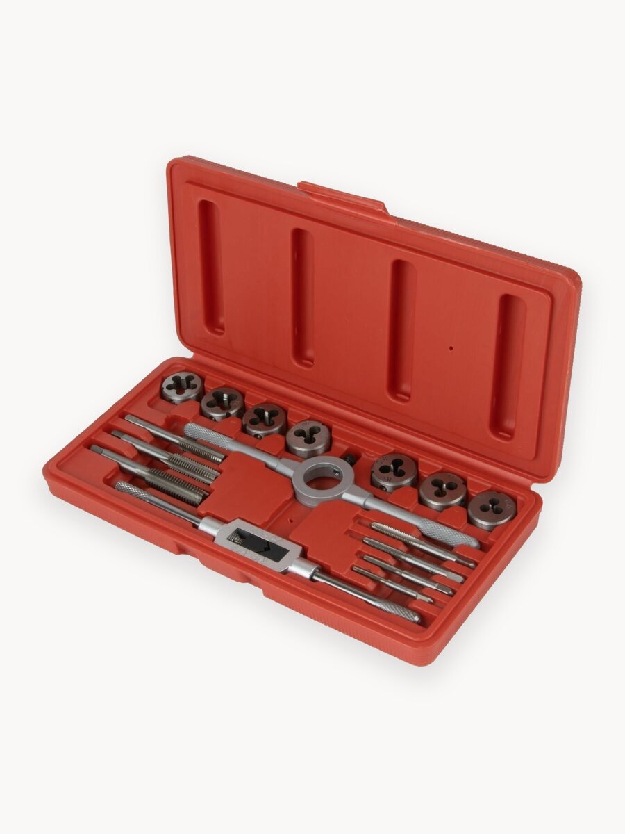 Набор метчиков и плашек М3-М12, 16 предметов, метрическая резьба