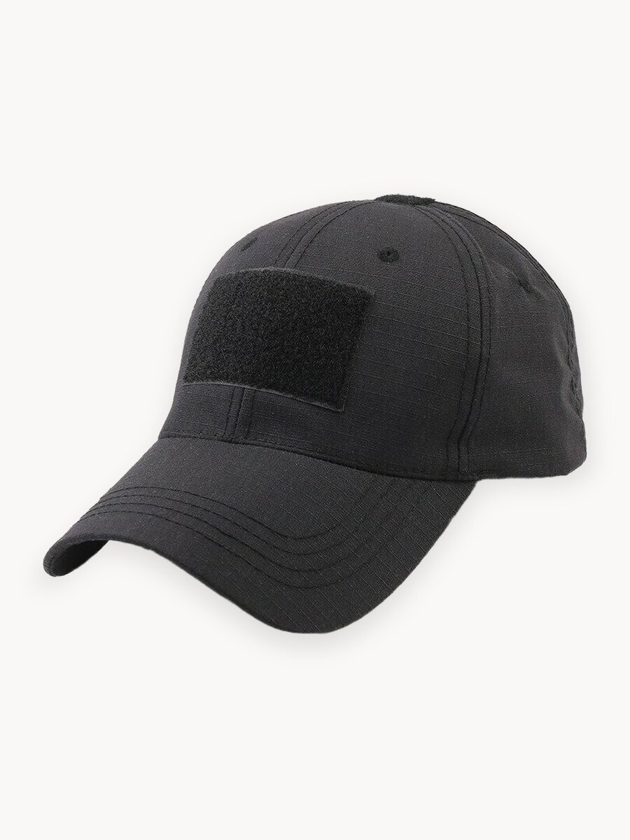 Кепка черная мужская тактическая военная на липучке бейсболка