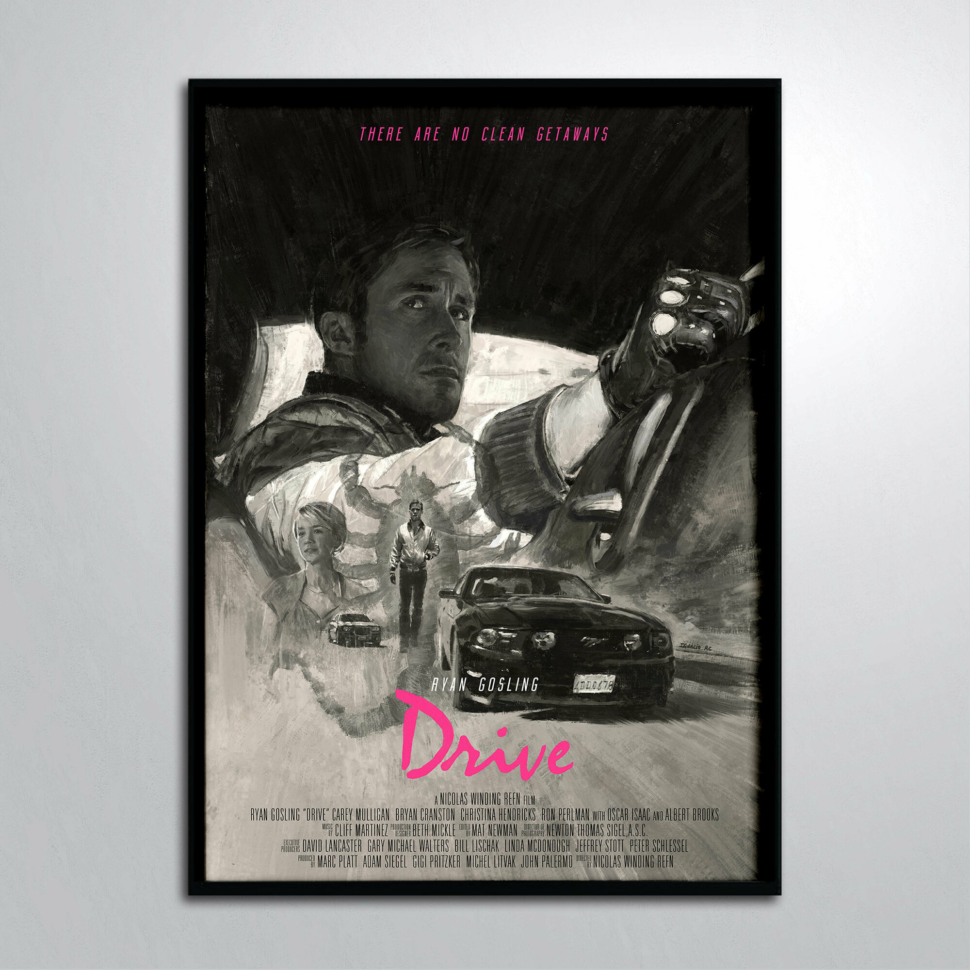 Постер без рамы/Драйв Райан Гослинг Карандаш рисунок Drive