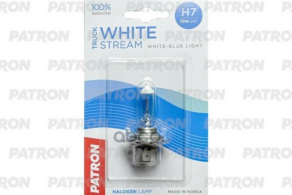 Лампа H7 24V 70W 3800K Truck White Stream, блистер 1шт (+100% яркости, яркий белый свет, +50м светового потока) Сделано в Кор.