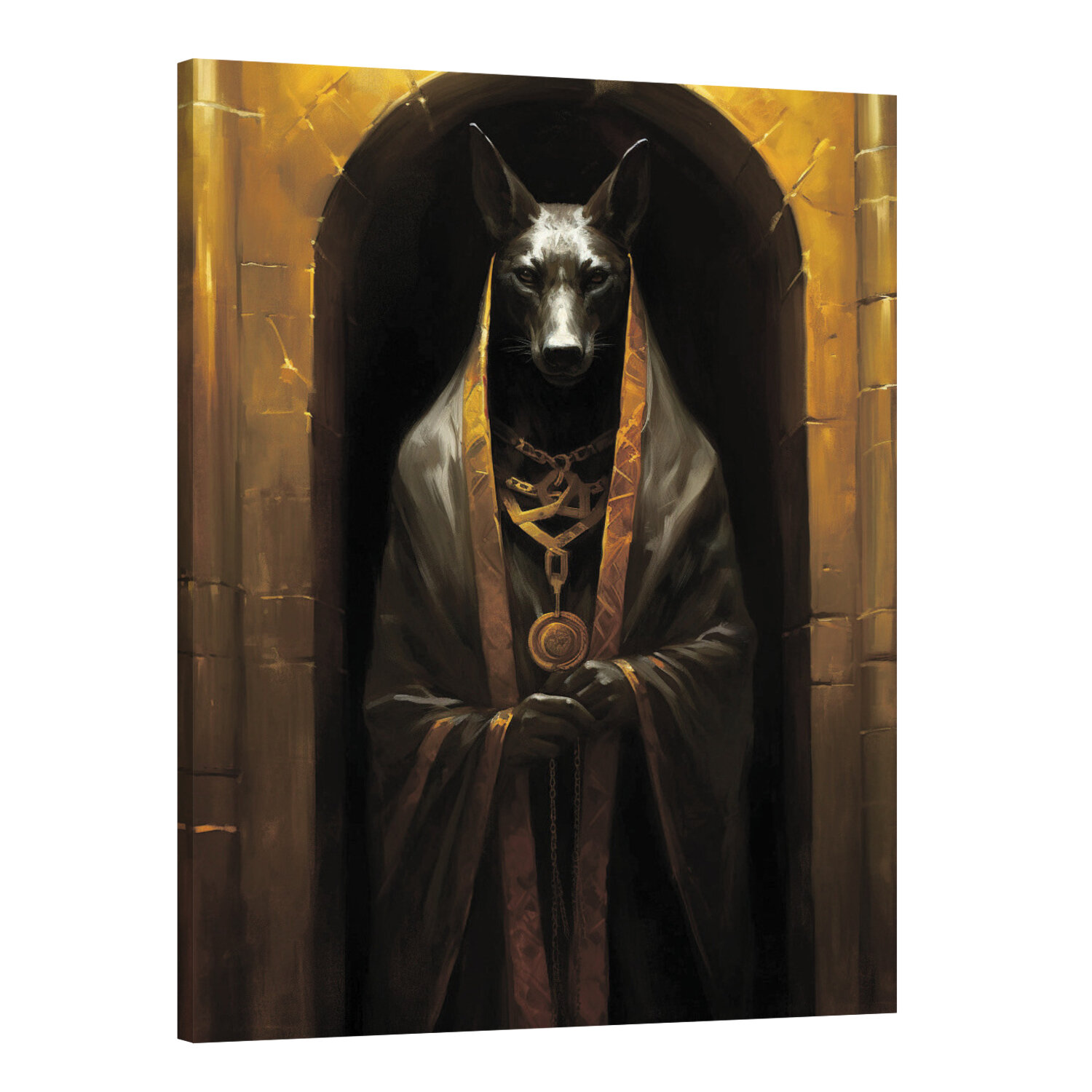 Интерьерная картина 50х70 "Анубис: страж между мирами жизни и загробной жизни"