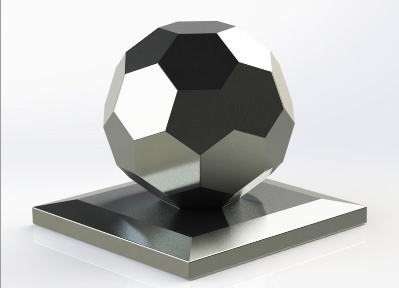 Полигональная фигура Футбольный кубок, футбольный мяч, геометрический полигональный металлический декор интерьера