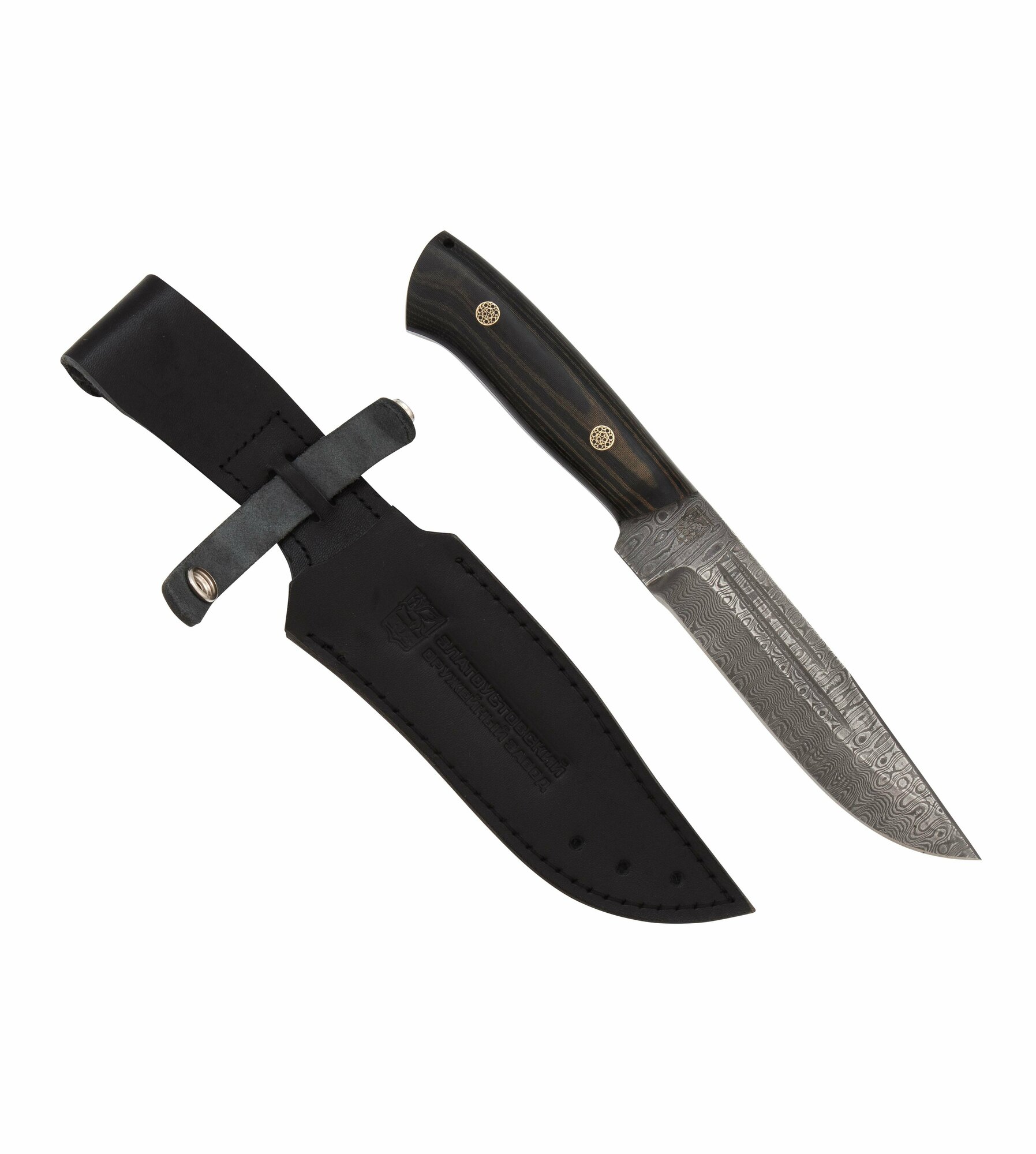 Нож ЦМ "Секач" (нержавеющая дамасская сталь, микарта окуневый лен)