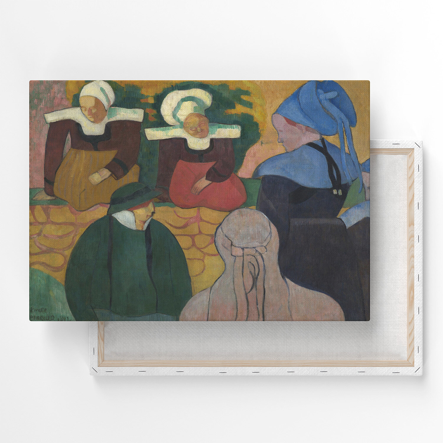 Картина на холсте, репродукция / Эмиль Бернар - Breton Women at a Wall / Размер 80 x 106 см
