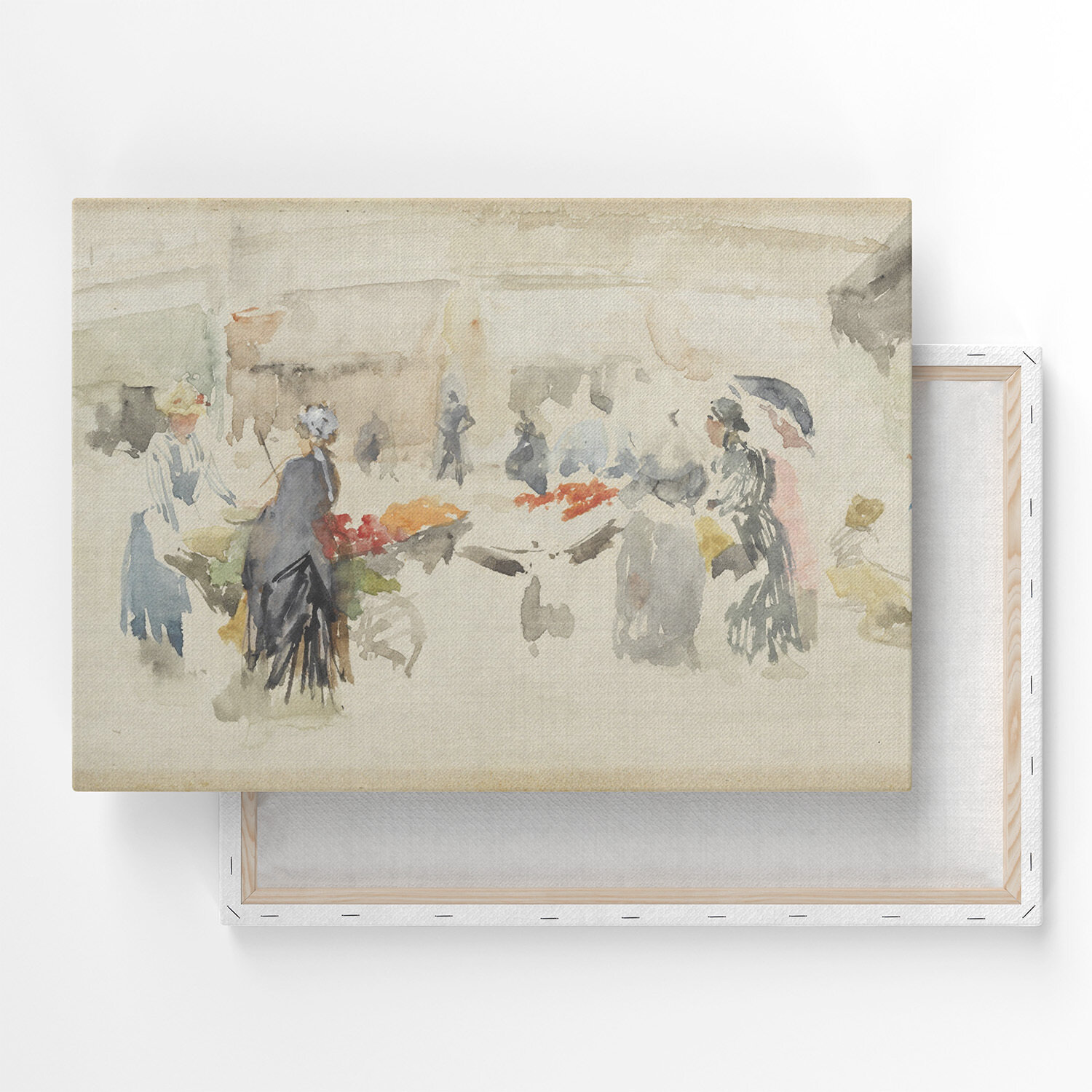 Картина на холсте, репродукция / Flower Market Dieppe / Джеймс Уистлер / Размер 80 x 106 см