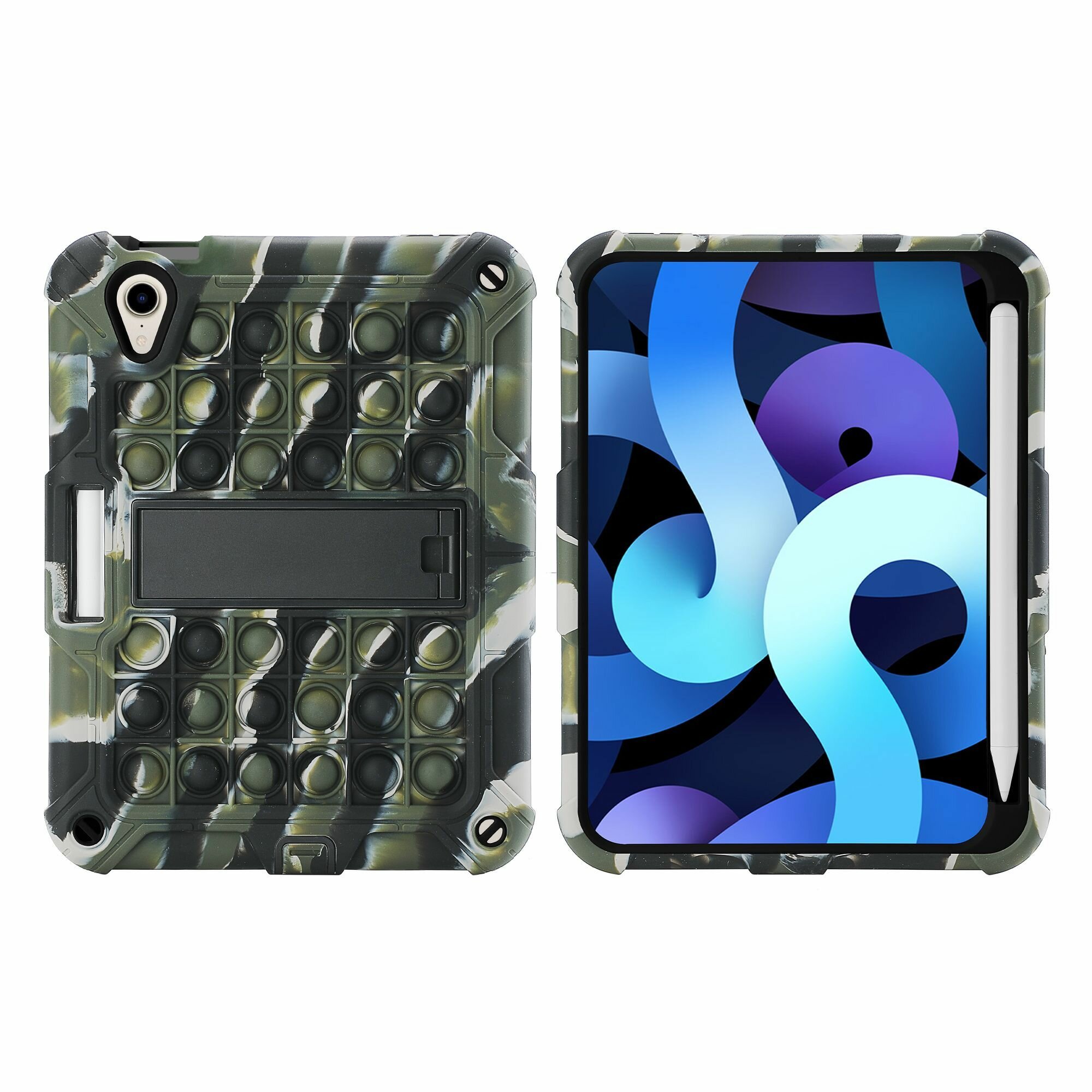 Чехол для iPad mini 6 / A17 Pro Антистресс pop-it милитари