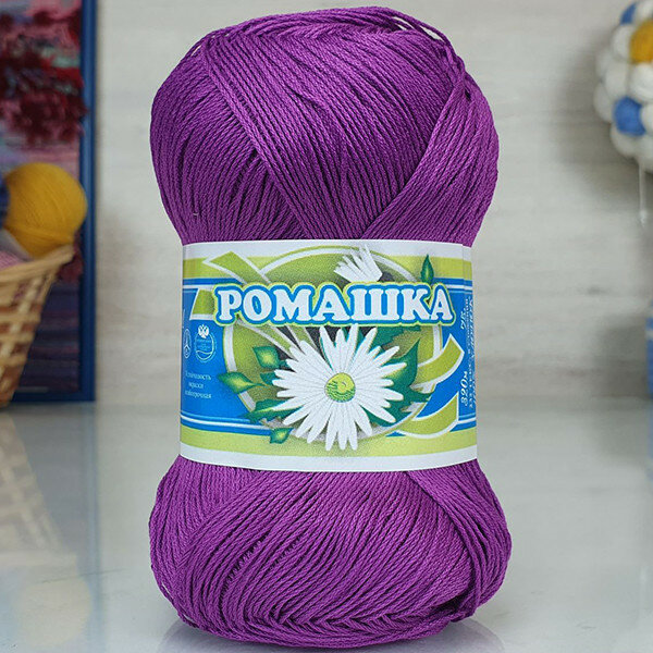 Пряжа ПНК им. Кирова ромашка 1710 фиалка (4 мотка)