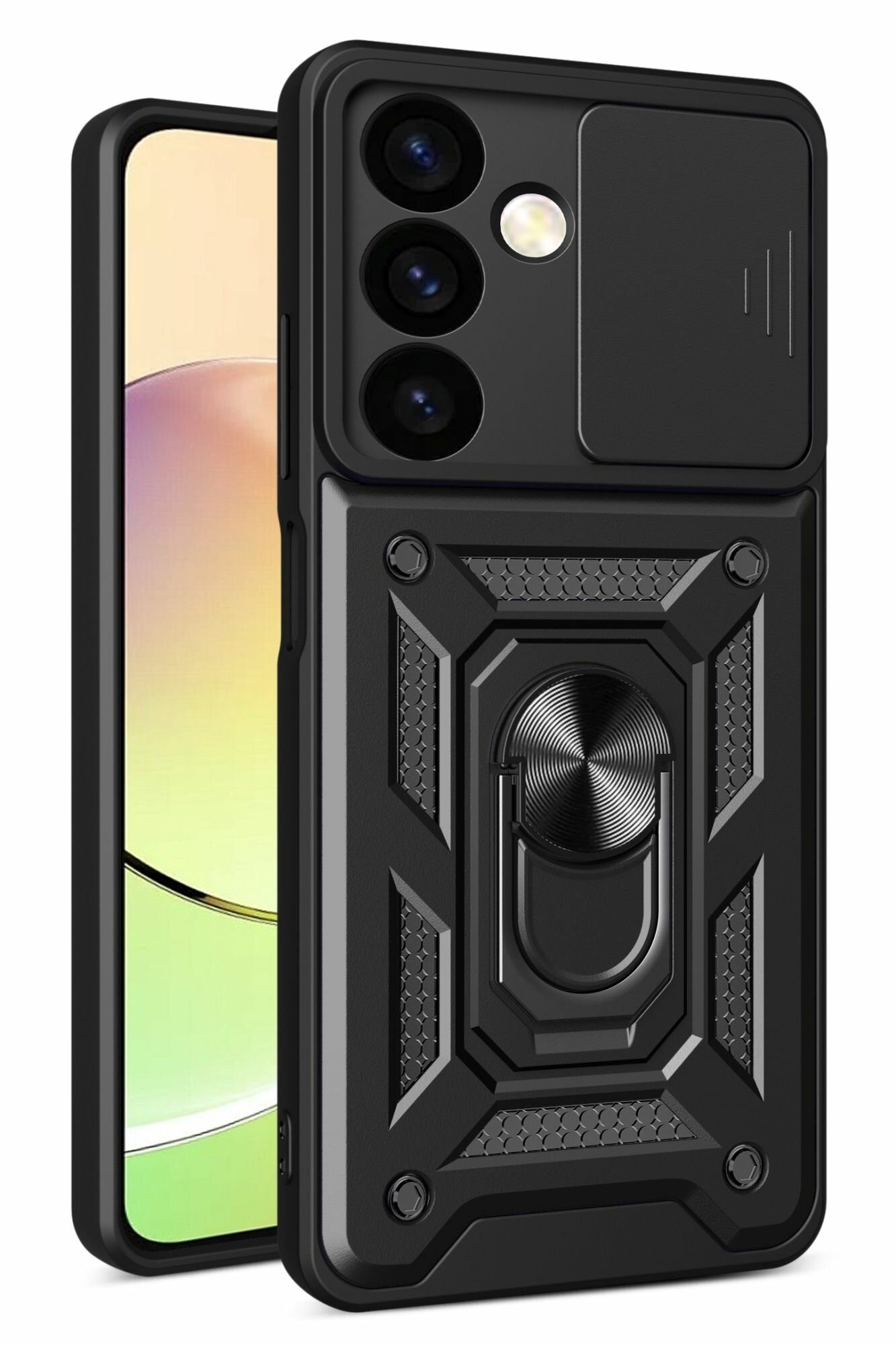 Чехол противоударный armors для Samsung S24 / Самсунг S24 с защитой камеры (Черный)