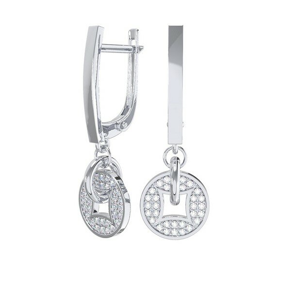 Серьги, серебро, 925 проба, фианит