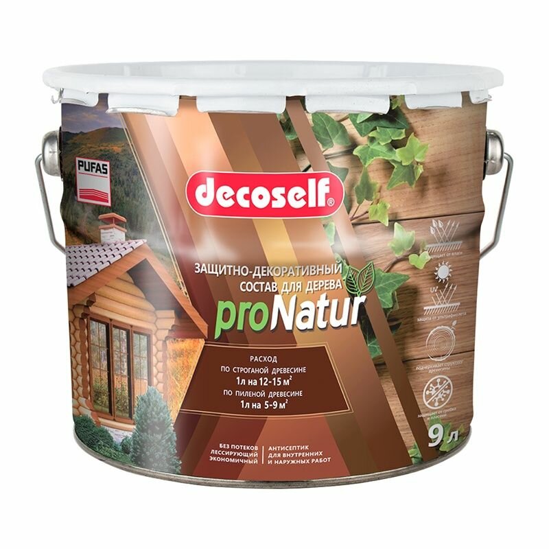 Антисептик лессирующий для дерева Pufas Decoself венге (9 л)
