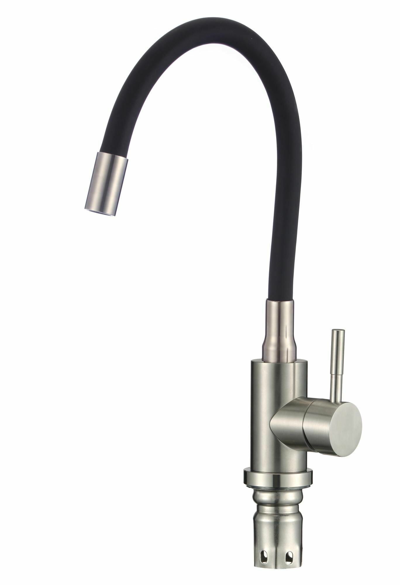 Смеситель для кухонной мойки c гибким чёрным изливом Armata SUS-011 Reflector BLACK (SUS 304)