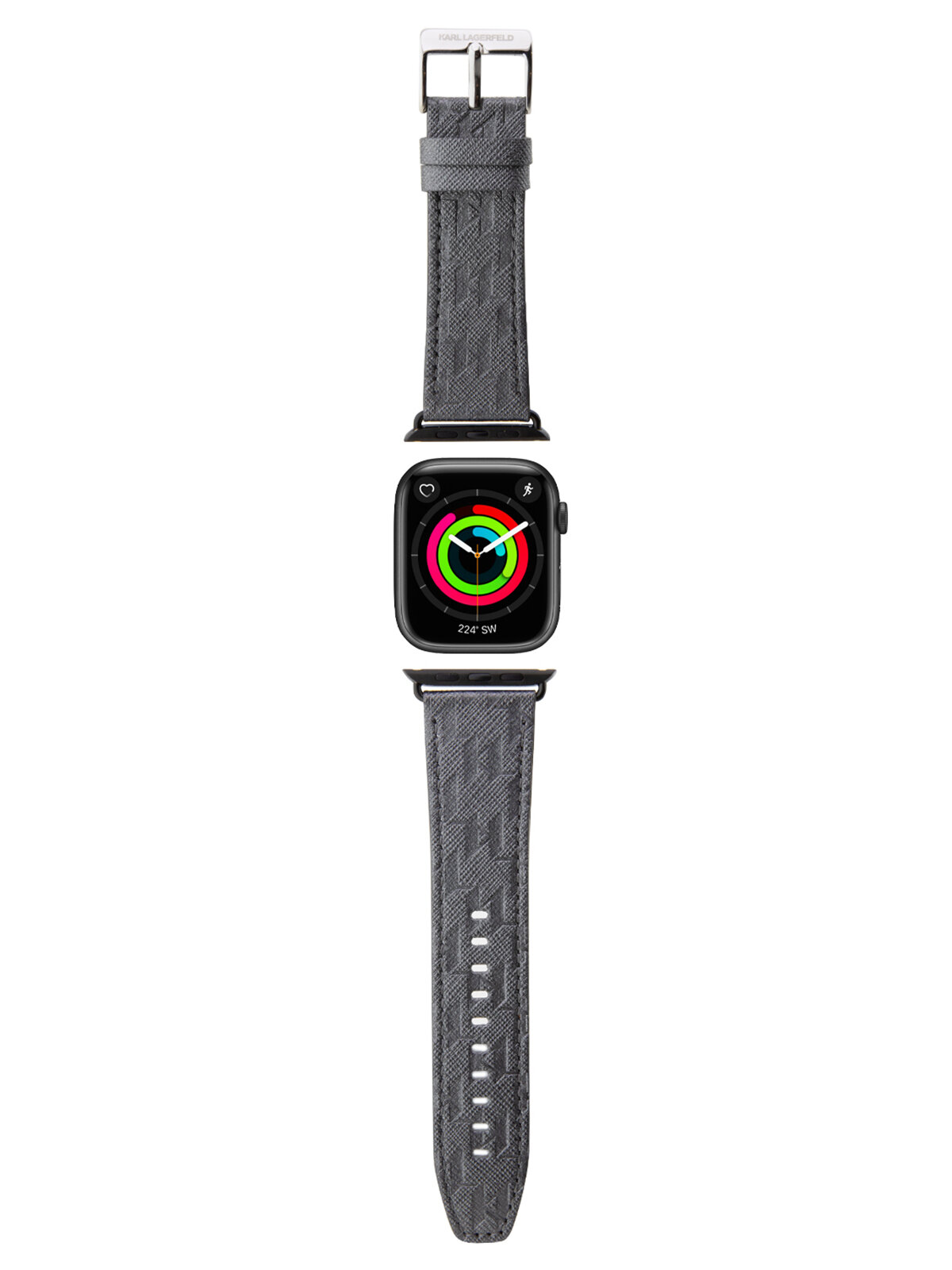 Lagerfeld для Apple Watch 44/45/46/49 мм ремешок PU Saffiano Monogram Silver
