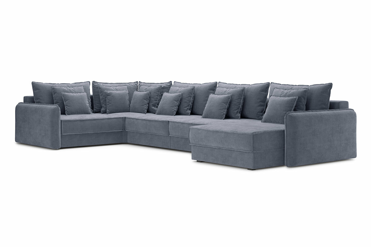 П-образный диван-кровать Mebior Боско 435х87х235 см, пантограф, цвет синий