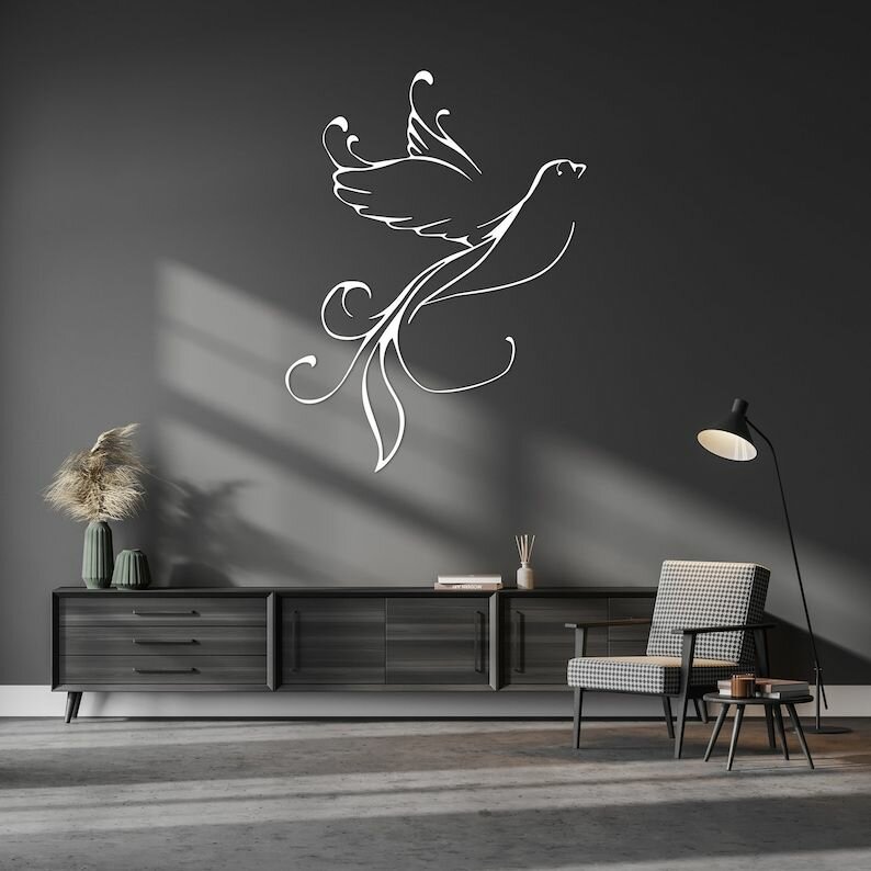 Декоративное панно деревянное, Голубь (белый цвет)