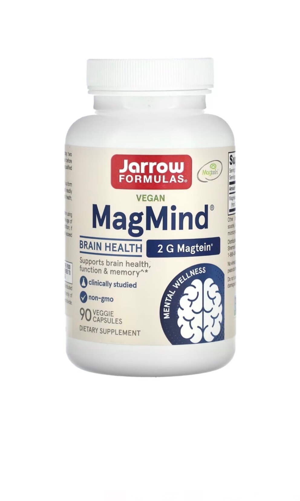 Магтеин L-Треонат Магния Jarrow Formulas Vegan MagMind (2 g Magtein) 90 капсул