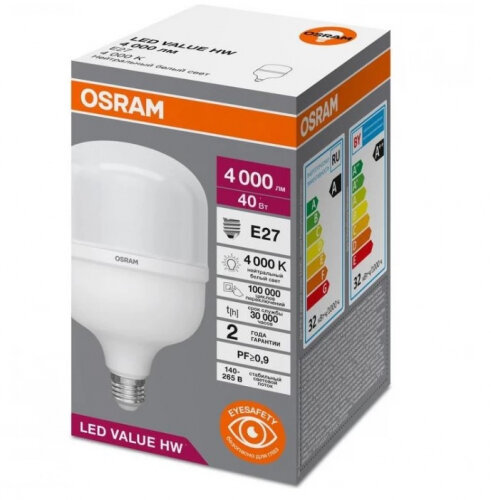 Светодиодная лампа Ledvance-osram OSRAM LV HW 40SW/840 140-265V E27 4000lm d118x194