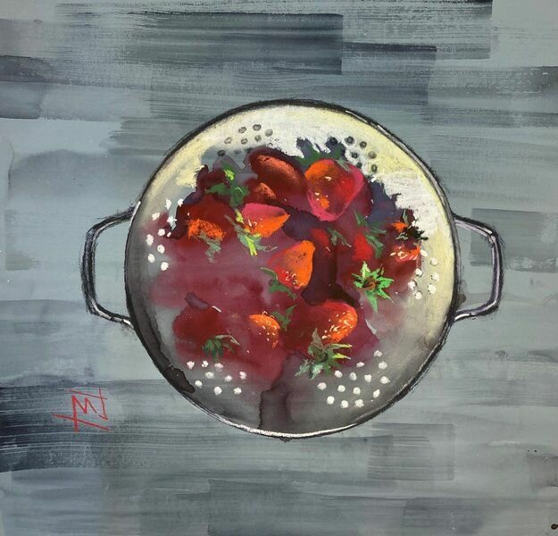 ART-Salon at Oktyabrskaya "Клубника" 44х46 см; бумага, гуашь, пастель; ручная работа