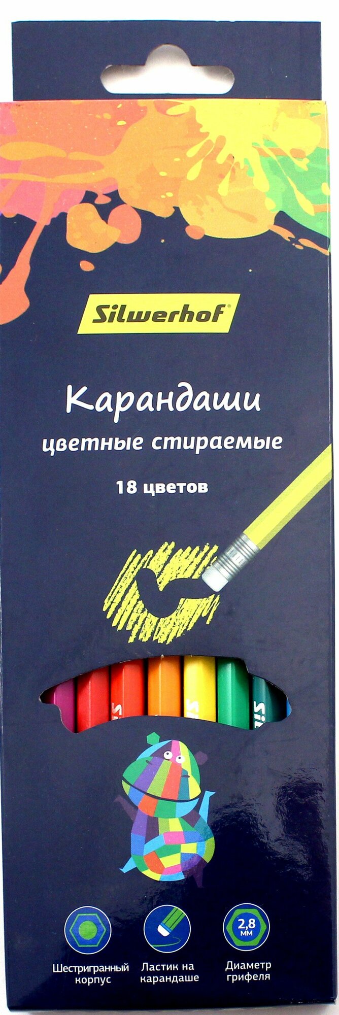 Карандаши 18 цветов, с ластиком "Цветландия" (134209-18)