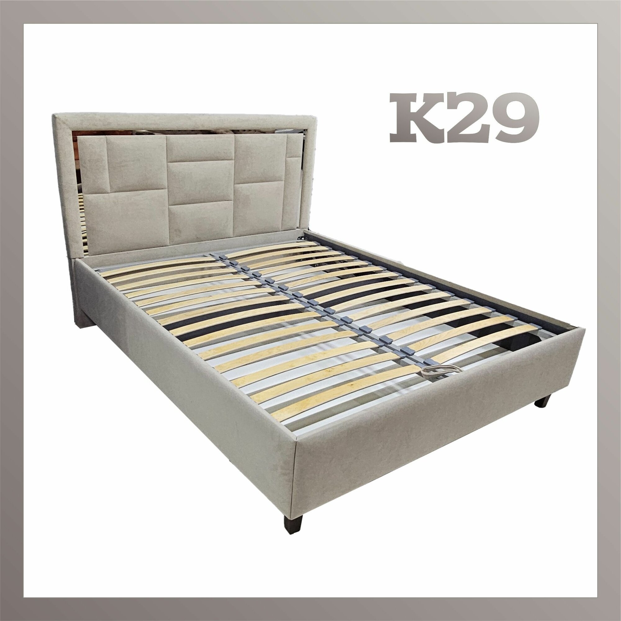 Кровать K29 со спальным местом 100х190 см, кровать односпальное с подъемным механизмом, бежевый Fortis