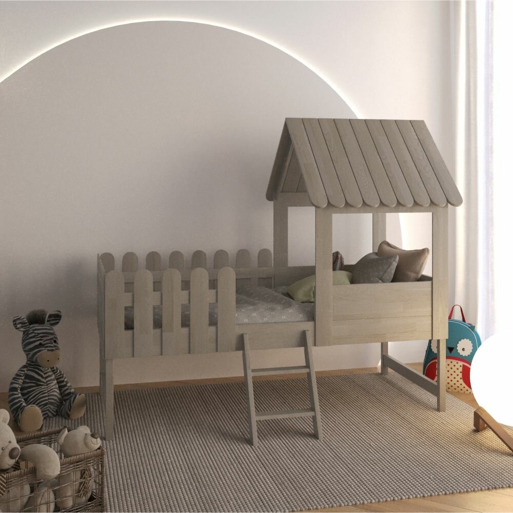 Детская двухъярусная кровать 70x200 Искатель цвет Беленый дуб