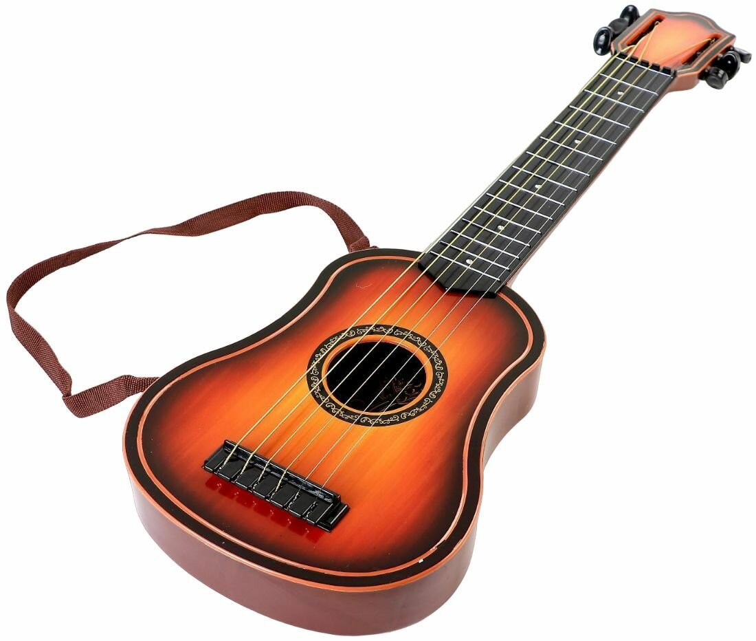 Музыкальная игрушка Гитара "Аккорд" для детей, 6 струн, струнный инструмент для развития слухового восприятия и чувства ритма, в наборе чехол с ремнем