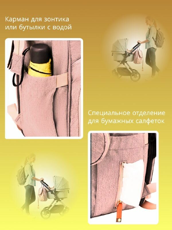 Рюкзак для мамы / Дорожный ранец + сумочка для мелочей — фото 1
