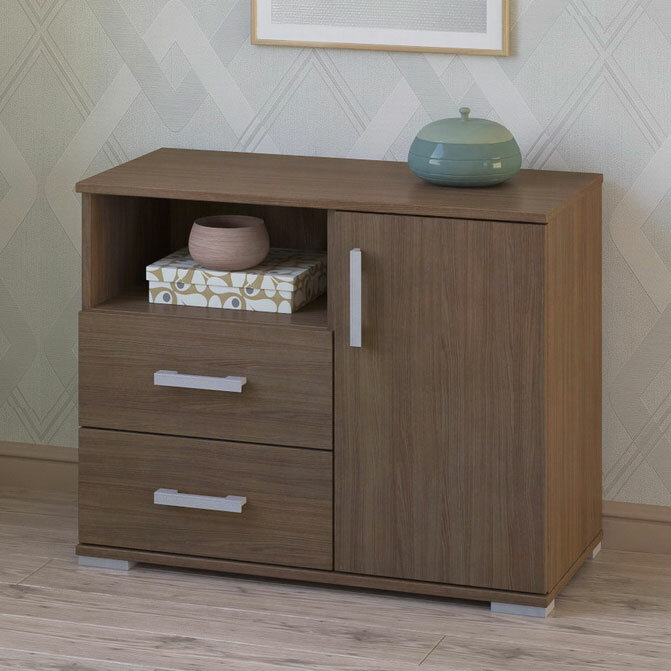 Комод-тумба с 2 ящиками, дверкой и нишей МагМебель №33 ясень шимо тёмный