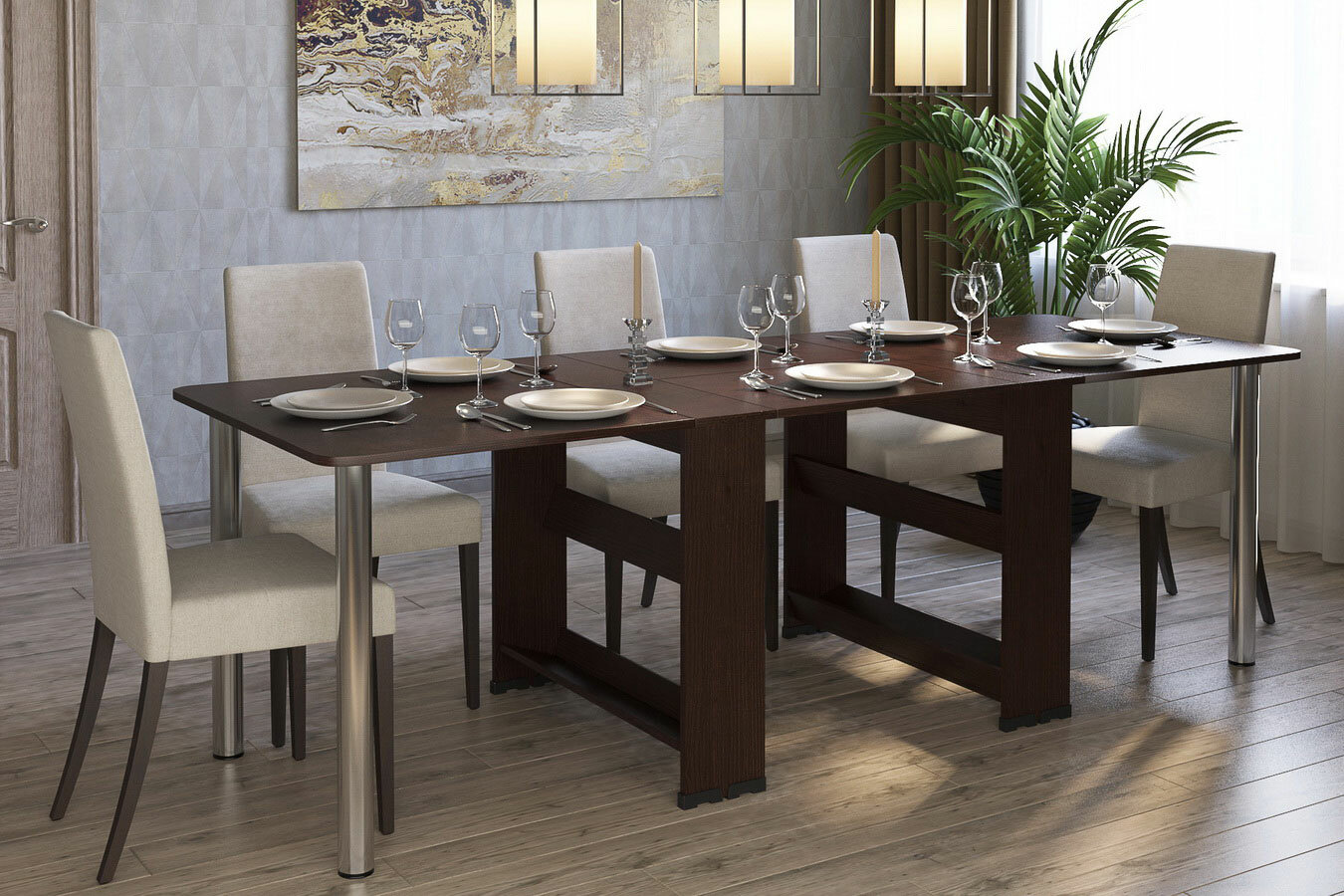 Стол-книжка со скругленной столешницей длиной 2,5 метра МагМебель Ральф-16/250 венге