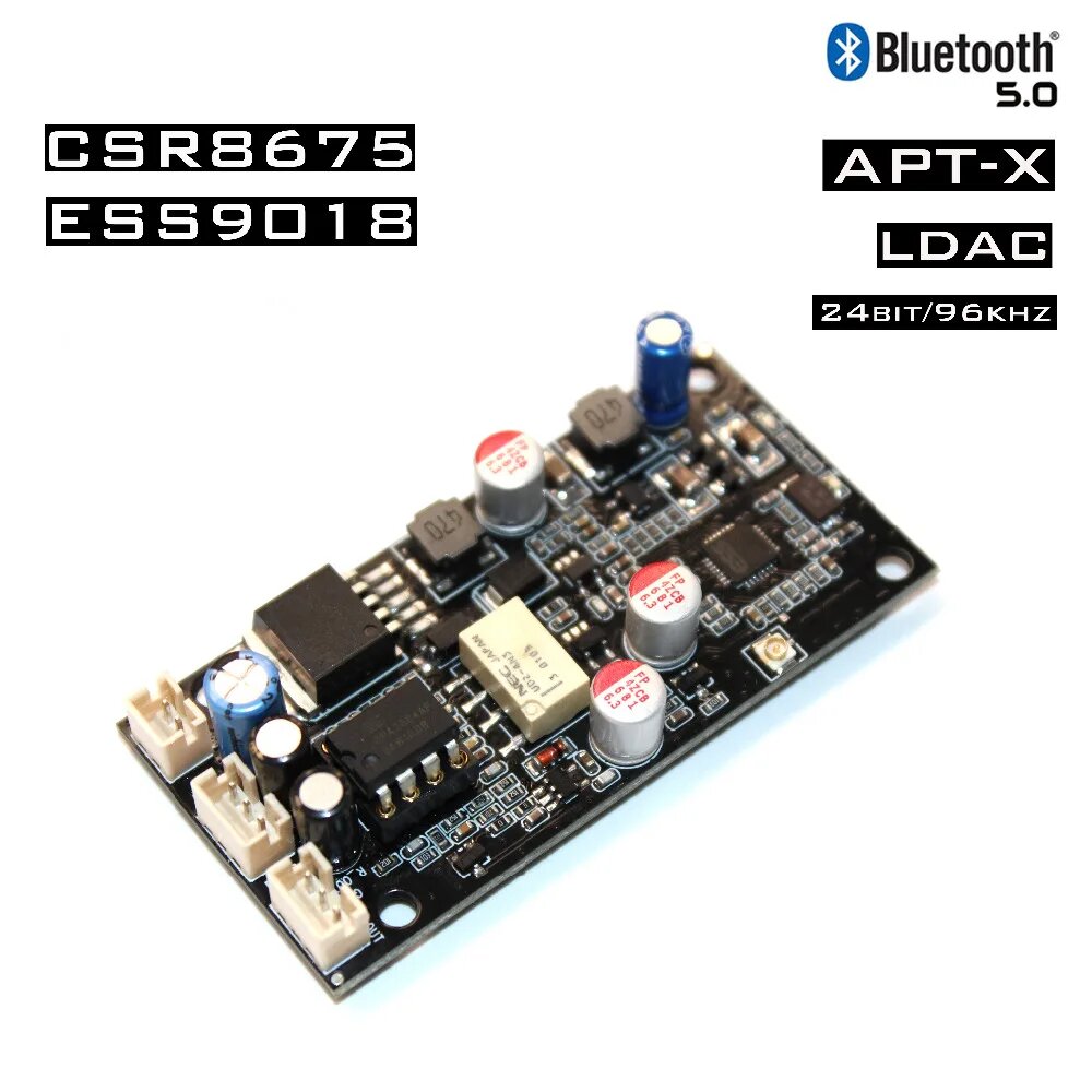 APTX HD QCC5125 Беспроводной адаптер Bluetooth 5.1 Плата приемника ES9018 I2S ЦАП Плата аудиодекодера 24 бит/96 кГц LDAC с антенной