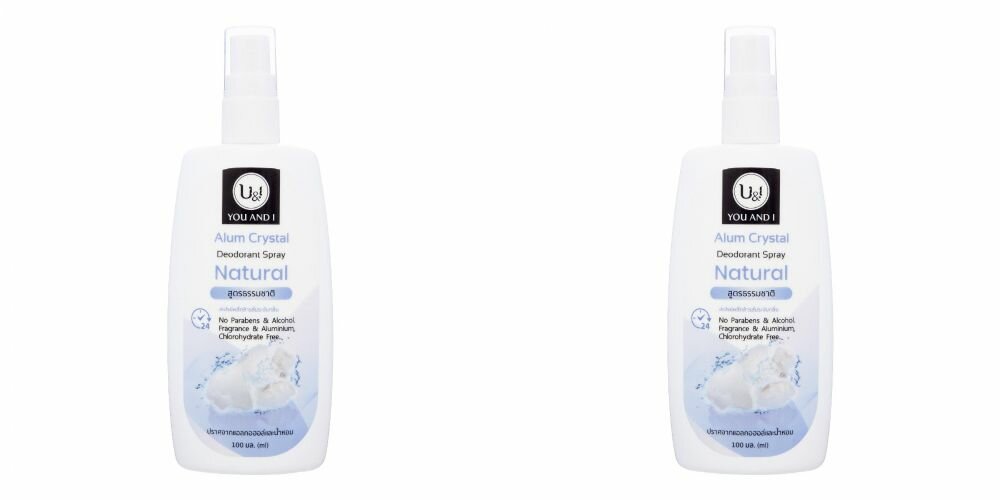 U&I Дезодорант-спрей Alum Crystal Natural, кристаллический, 100 мл, 2 уп